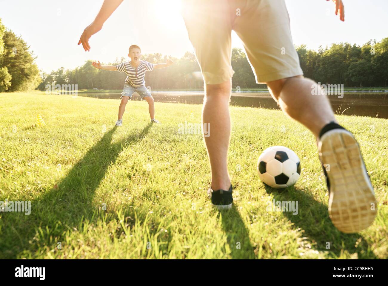 Little boy ready to be a goalkeeper Stock Photo - Alamy