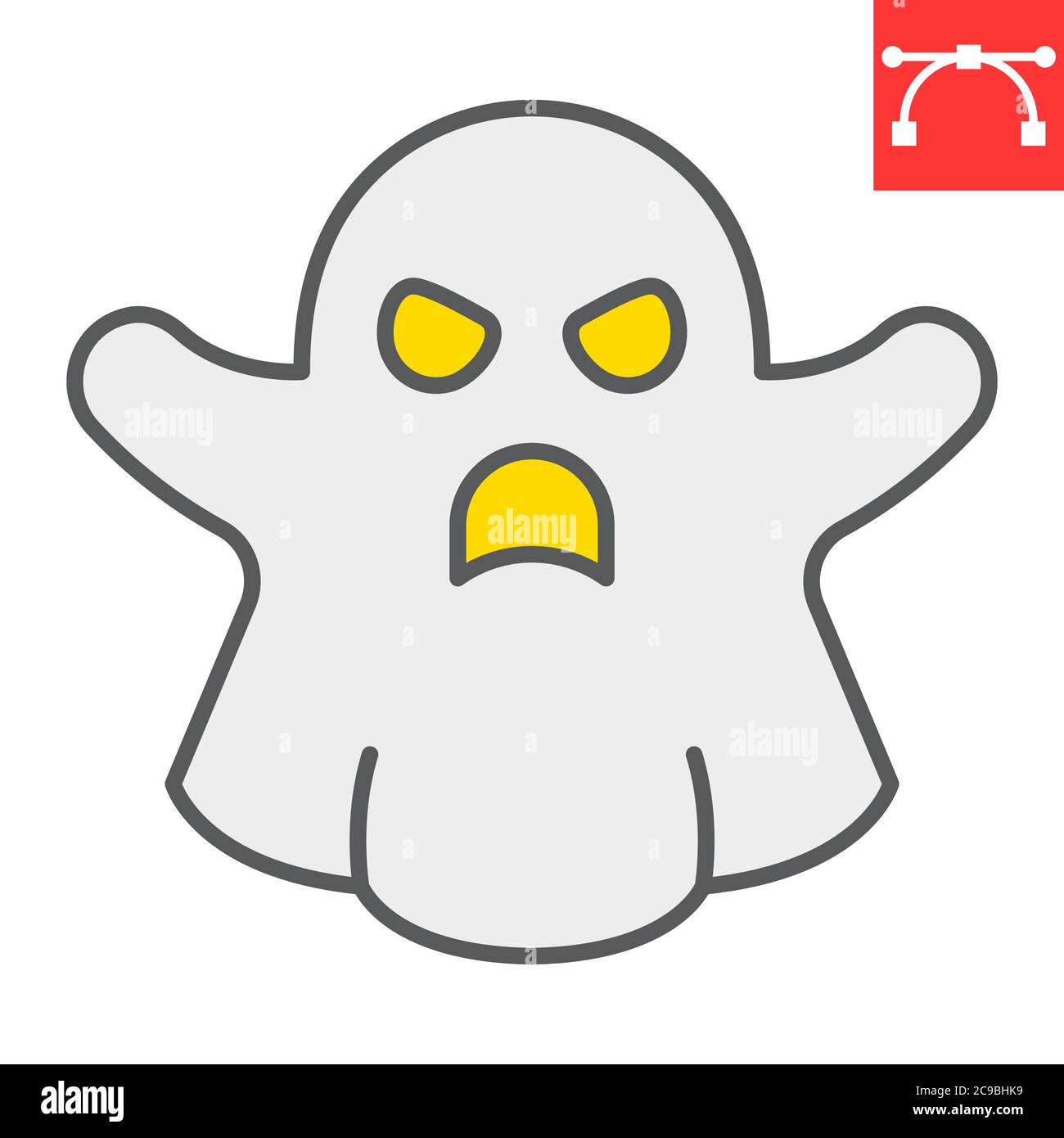 Ghost color line icon, halloween and scary, ghost sign vector graphics ...