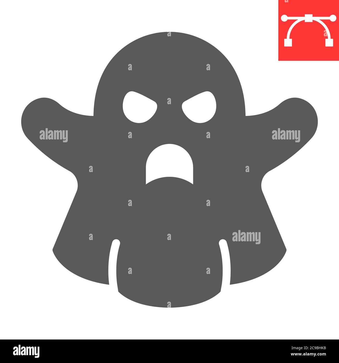Ghost glyph icon, halloween and scary, ghost sign vector graphics ...
