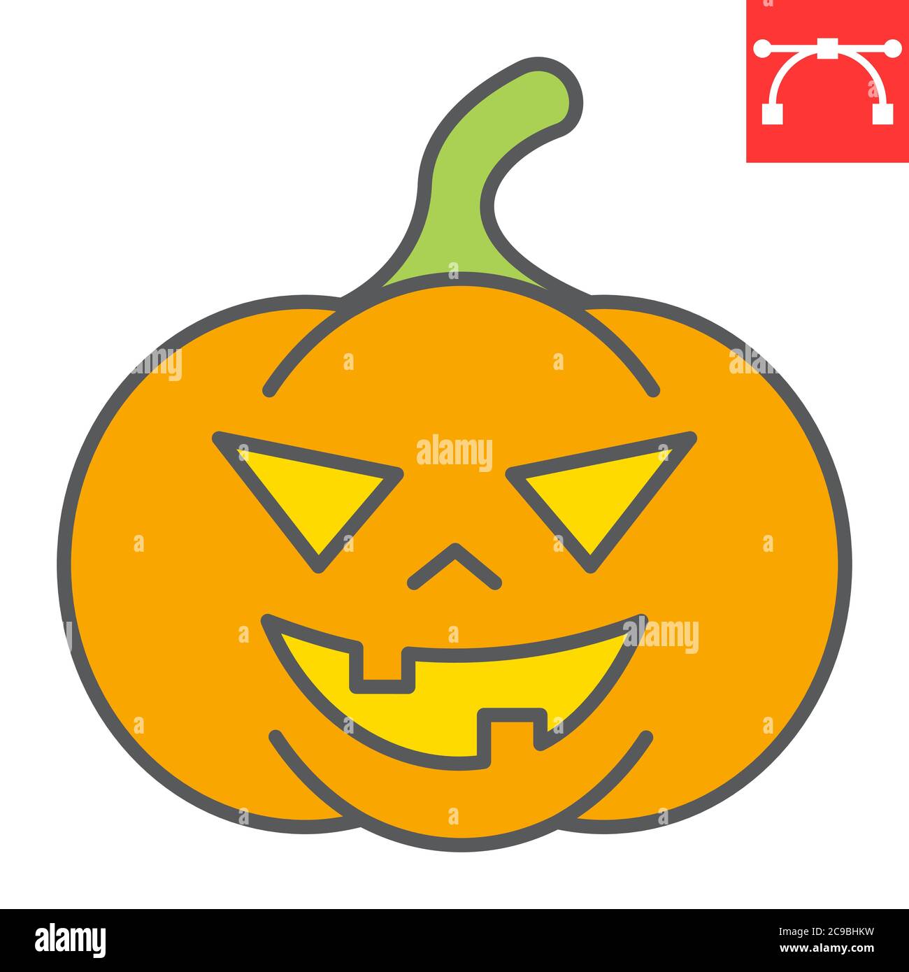 Halloween pumpkin color line icon, halloween and scary, pumpkin sign ...
