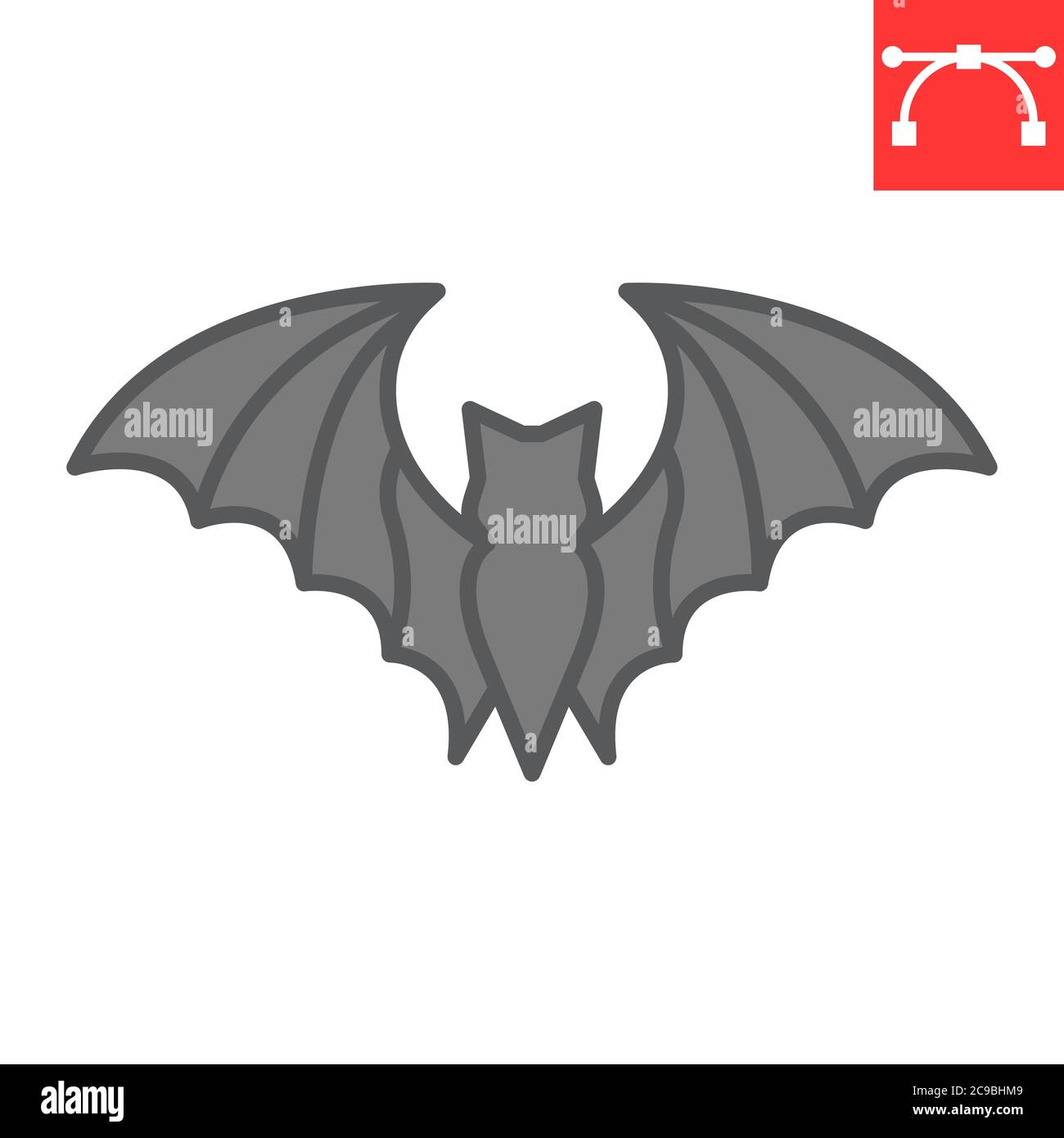 Bat color line icon, halloween and scary, bat sign vector graphics ...