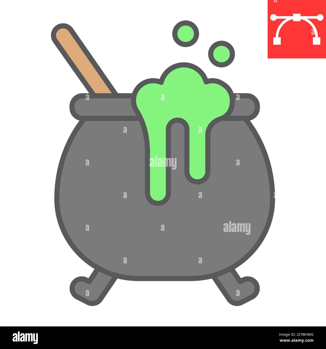 Witch cauldron color line icon, halloween and scary, witch pot sign ...