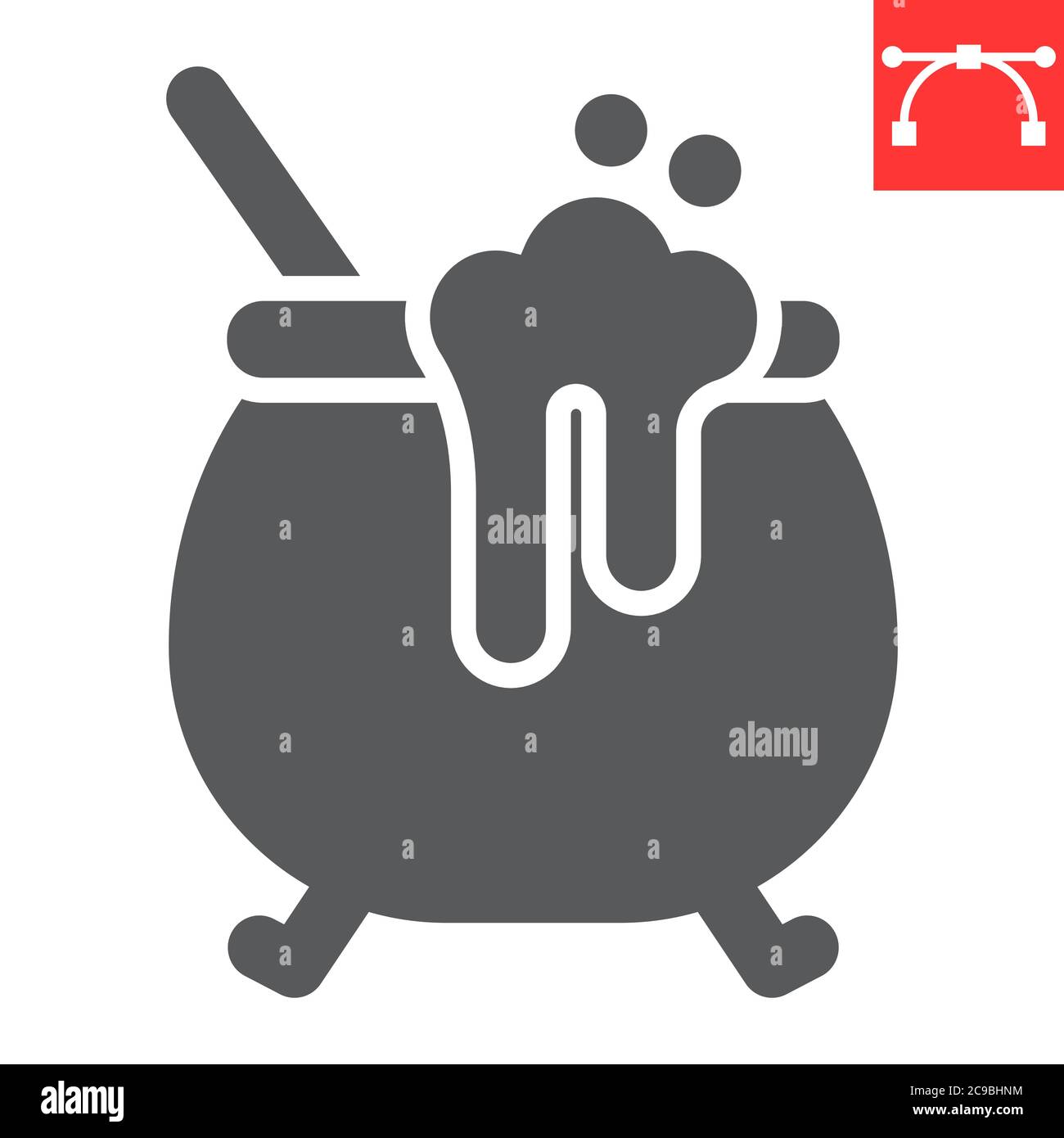 Witch cauldron glyph icon, halloween and scary, witch pot sign vector ...