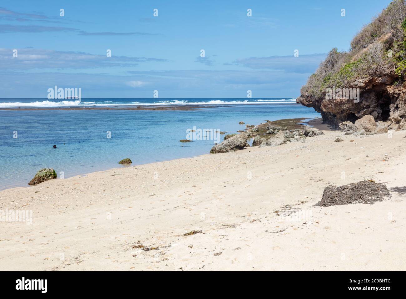 Gunung Payung Beach, Bukit, Bali, Indonesia. Turquoise water, rocks ...