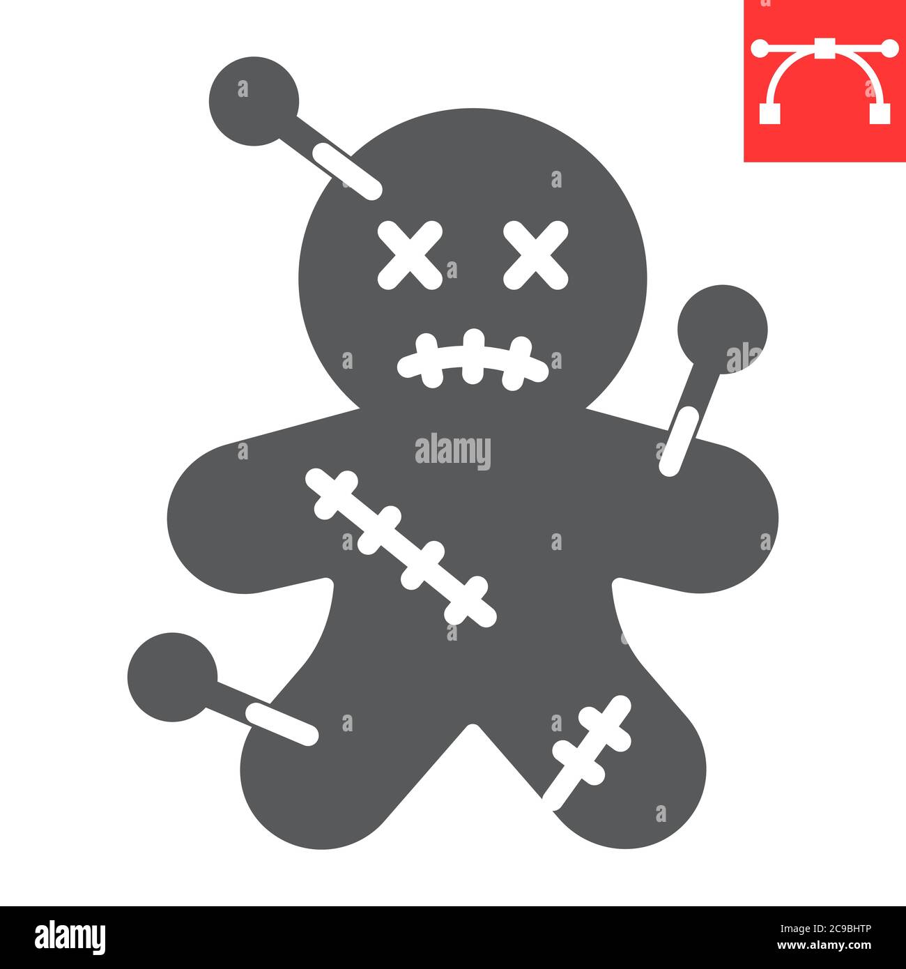 Voodoo doll glyph icon, halloween and scary, voodoo doll sign vector ...