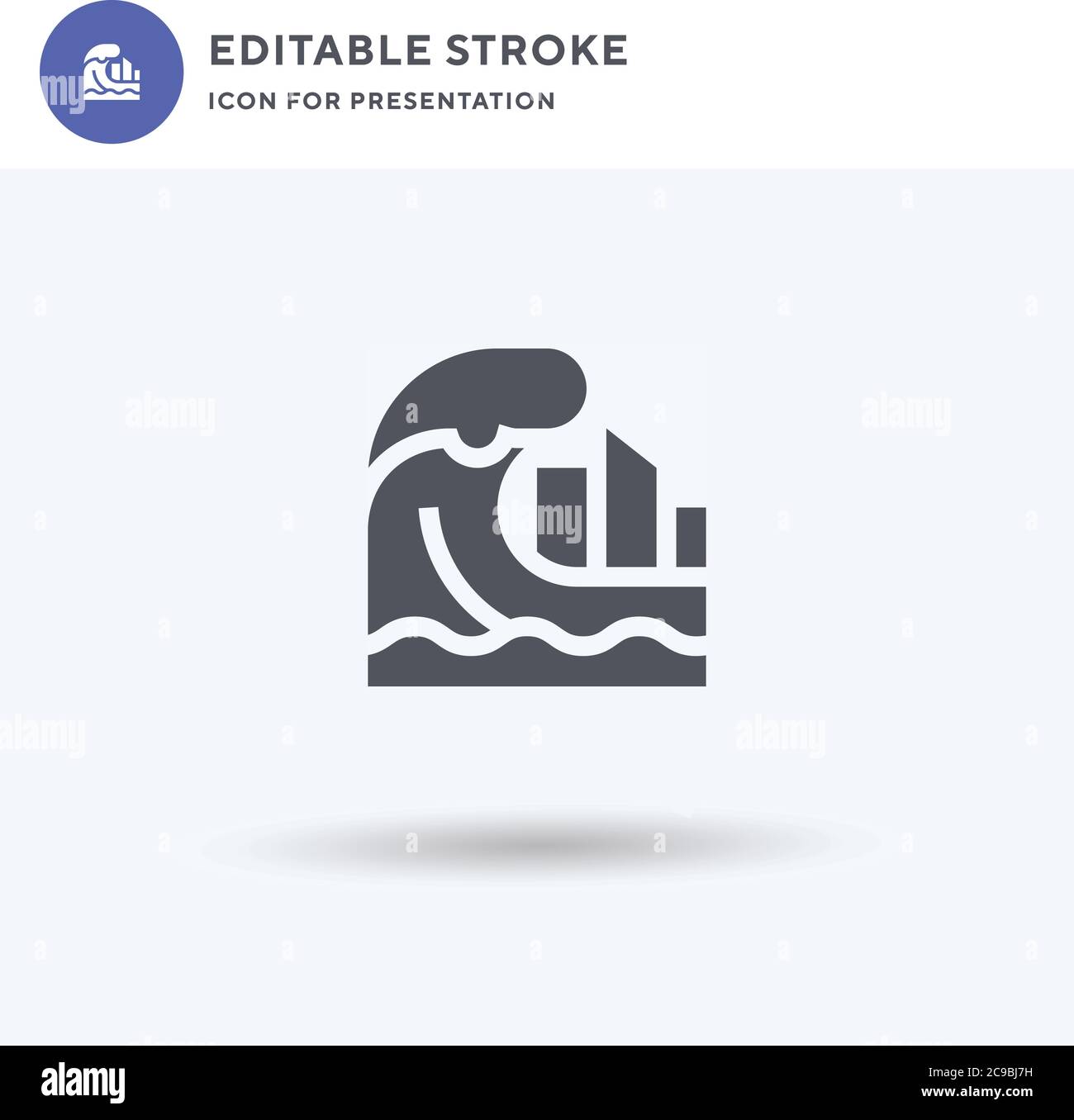 Tsunami icon vector, filled flat sign, solid pictogram isolated on ...