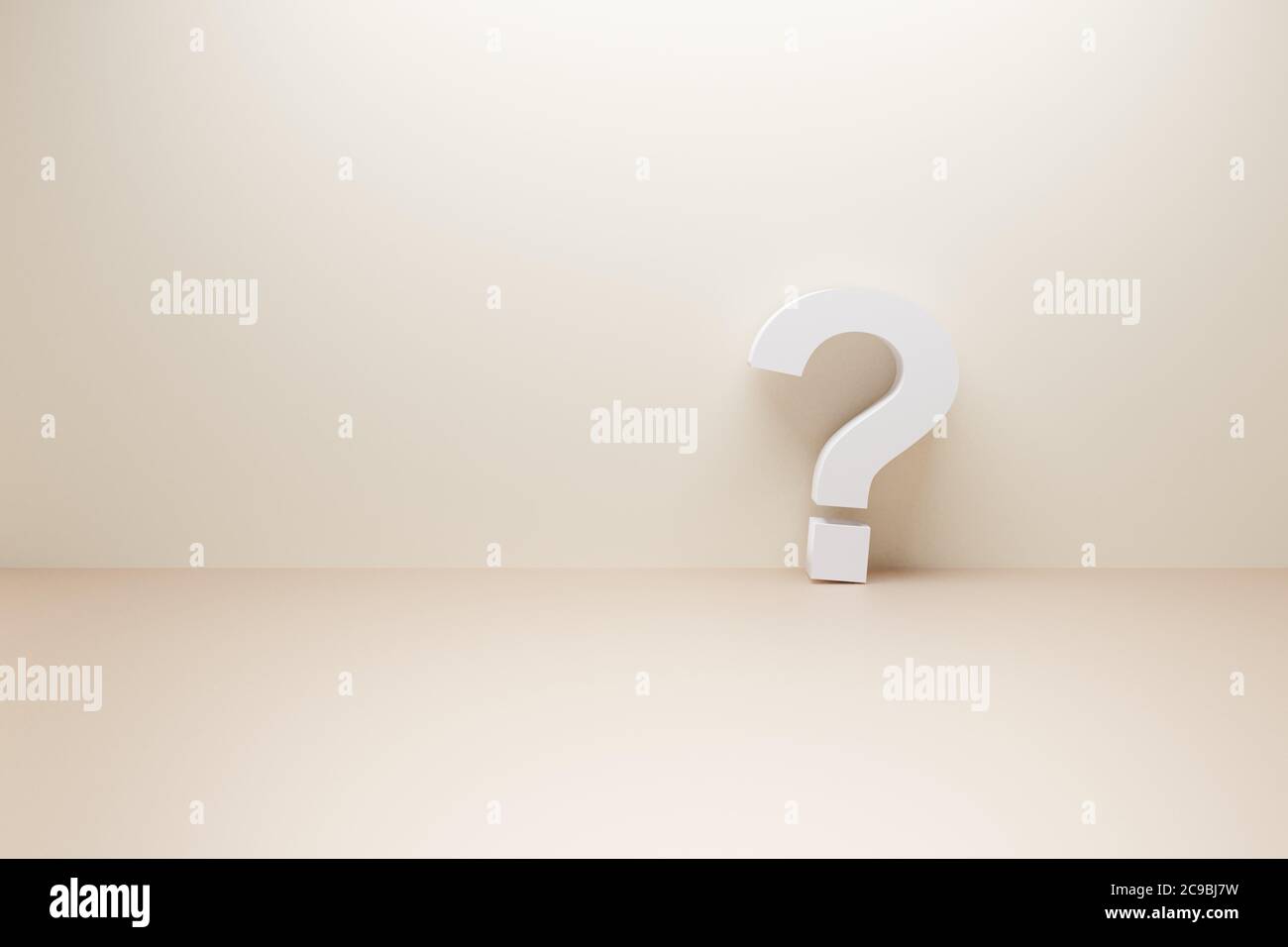 white question mark on wall - cgi render Stock Photo - Alamy