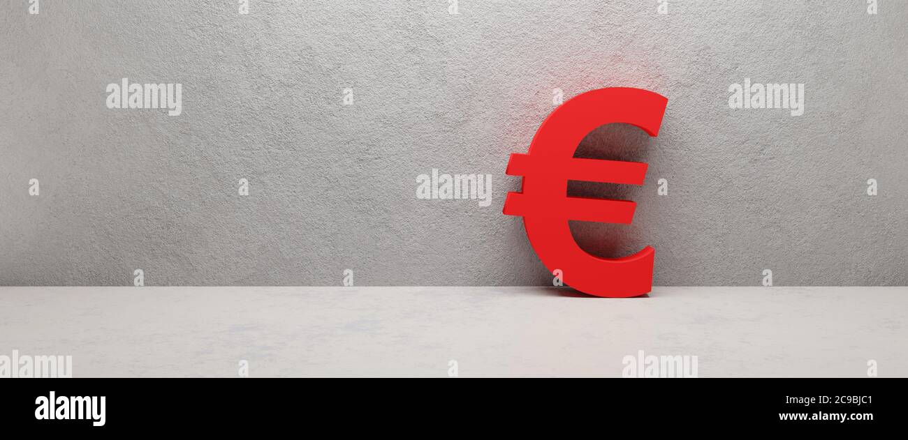 red euro sign on the wall - cgi render image, illustration Stock Photo ...