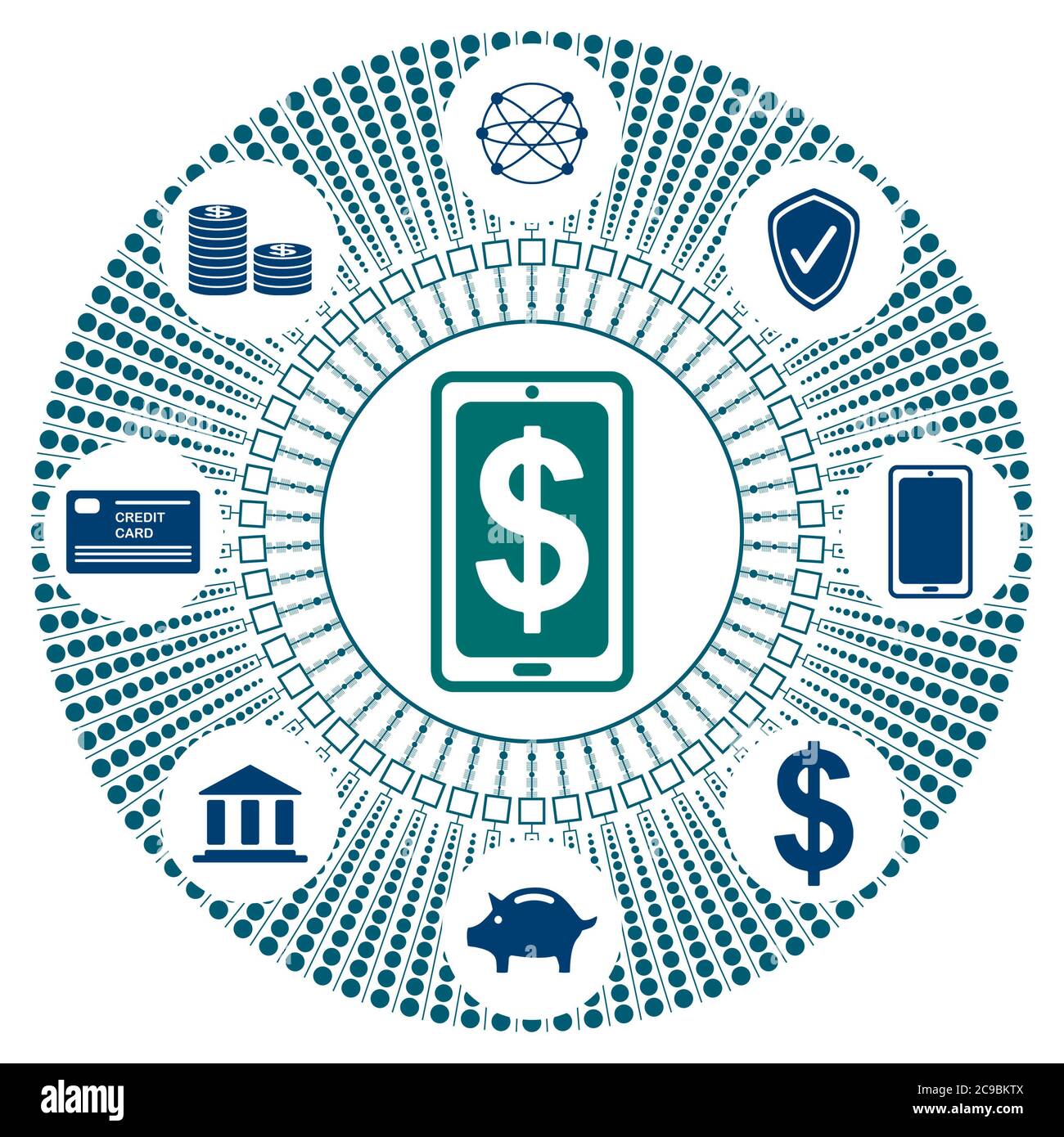 Concept of mobile banking with connected icons Stock Photo - Alamy