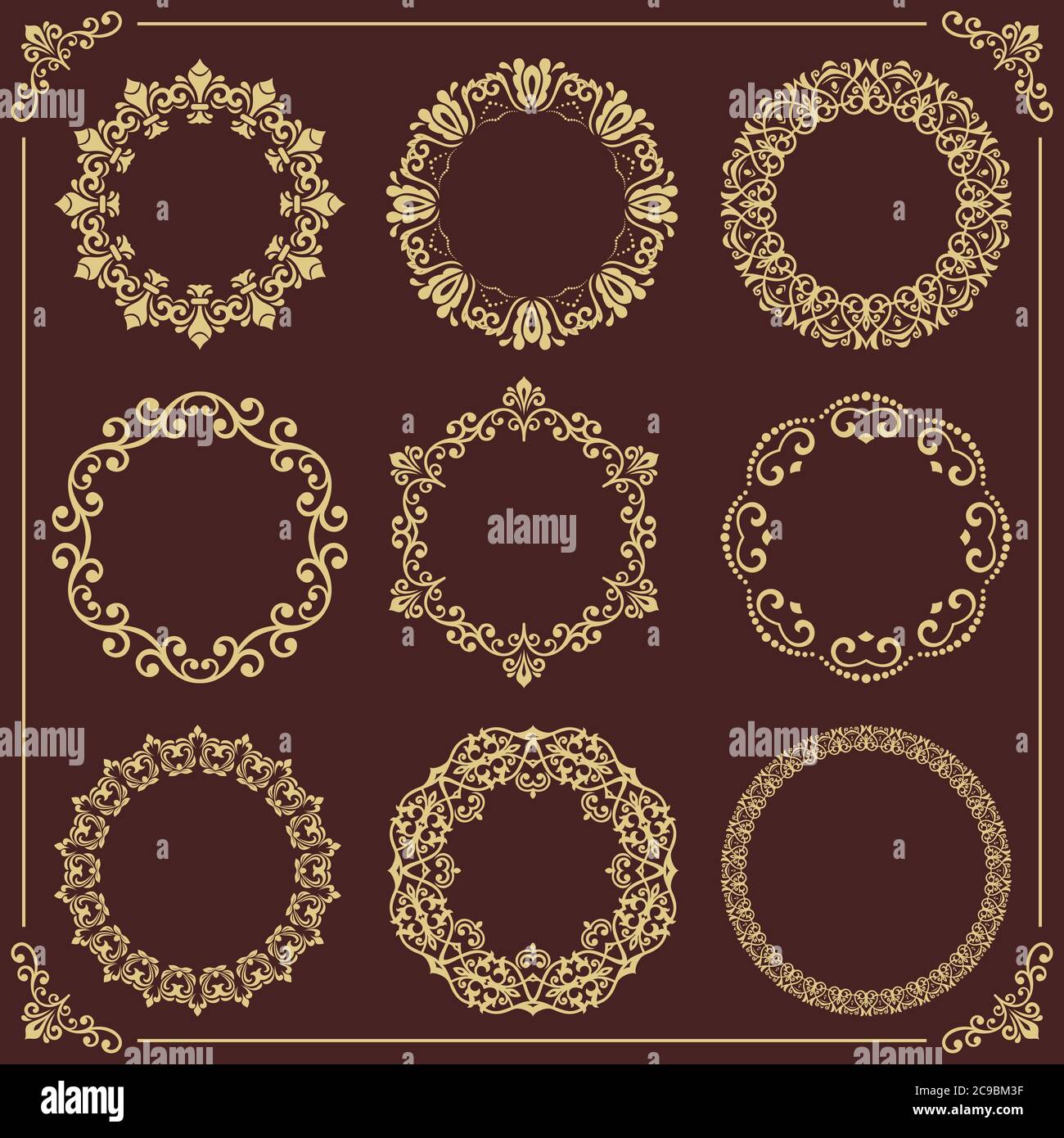 Vintage Set of Vector Round Elements Stock Vector Image & Art - Alamy