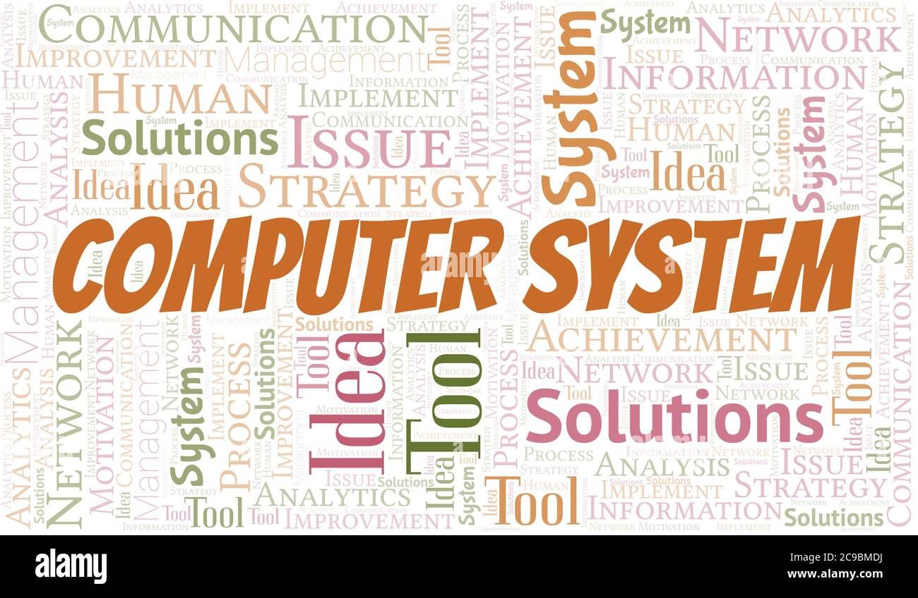 Computer System typography vector word cloud. Wordcloud collage made ...