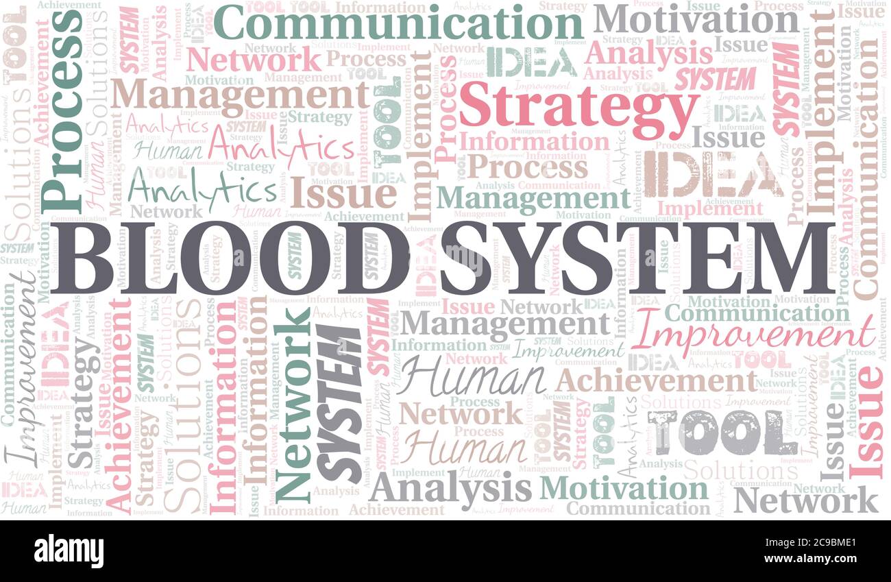Blood System typography vector word cloud. Wordcloud collage made with ...