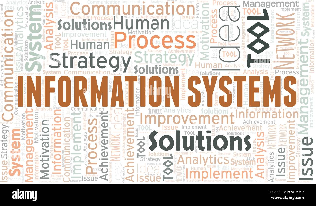 Information Systems typography vector word cloud. Wordcloud collage ...