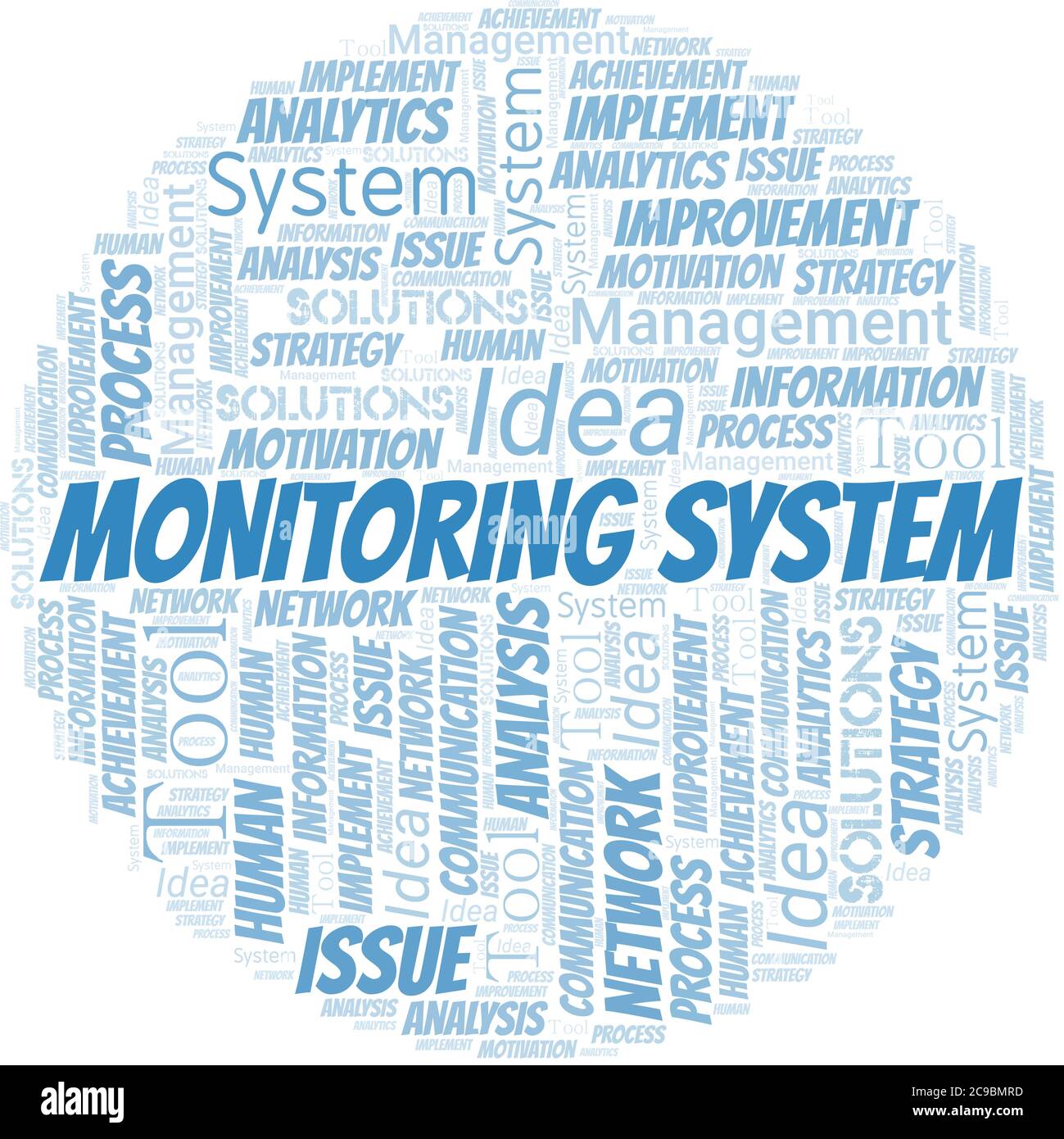 Monitoring System typography vector word cloud. Wordcloud collage made ...
