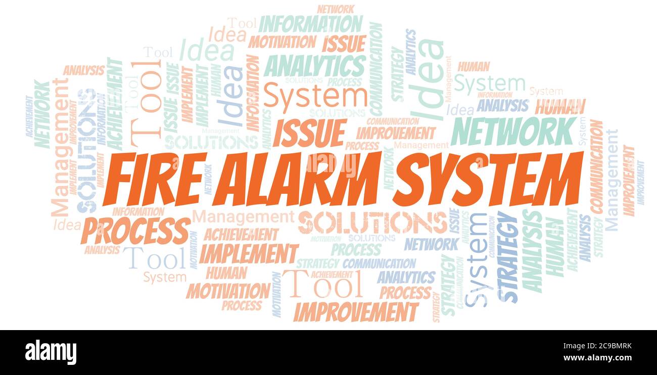 Fire Alarm System typography vector word cloud. Wordcloud collage made ...