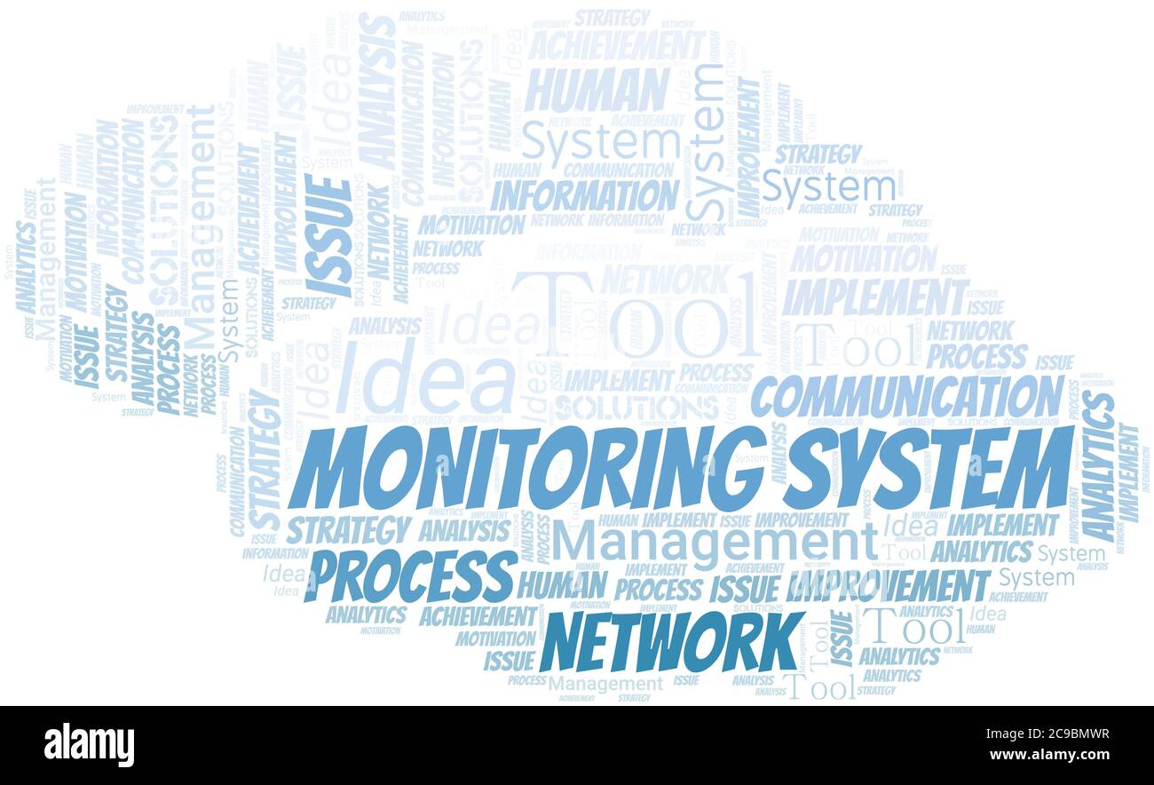 Monitoring System typography vector word cloud. Wordcloud collage made ...