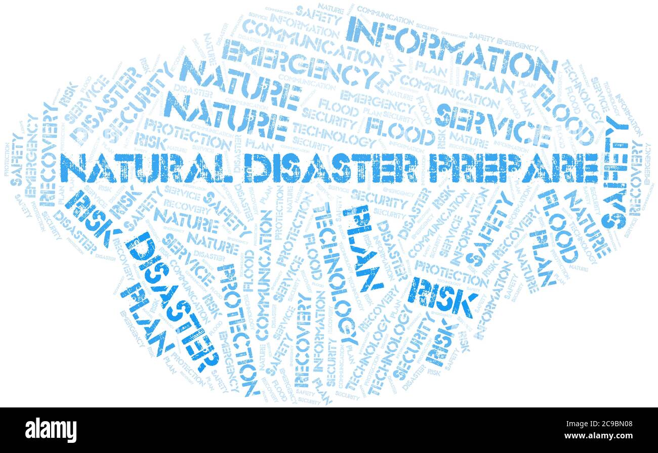 Natural Disaster Prepare typography word cloud. Wordcloud collage made ...