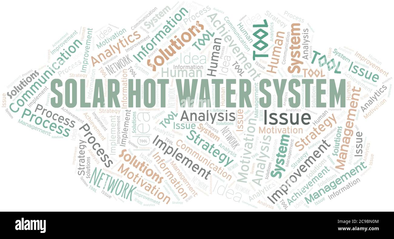 Solar Hot Water System typography vector word cloud. Wordcloud collage ...