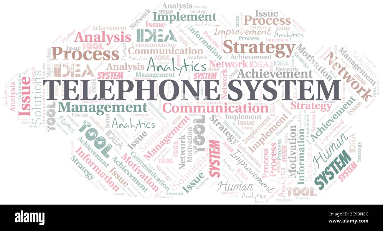 Telephone System typography vector word cloud. Wordcloud collage made ...