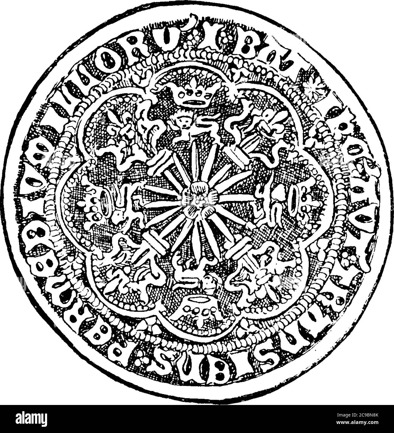 The rear of a Rose Royal coin, a very rare English gold coin in the ...