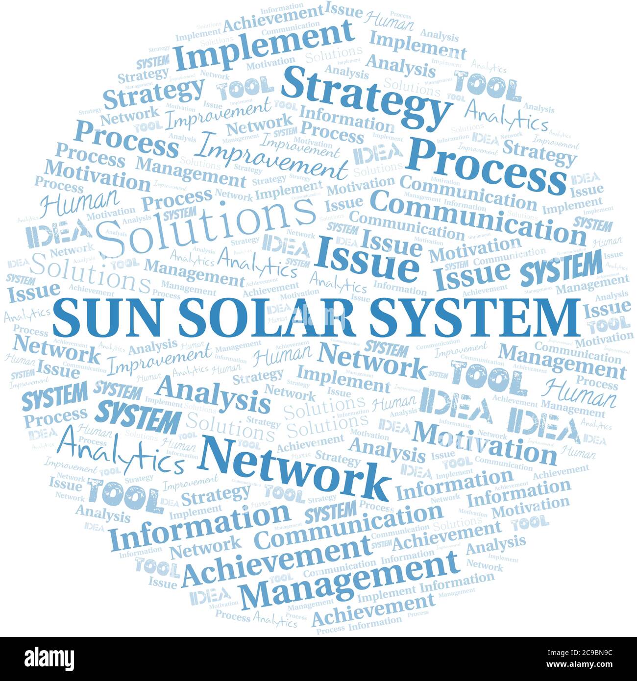 Sun Solar System typography vector word cloud. Wordcloud collage made ...