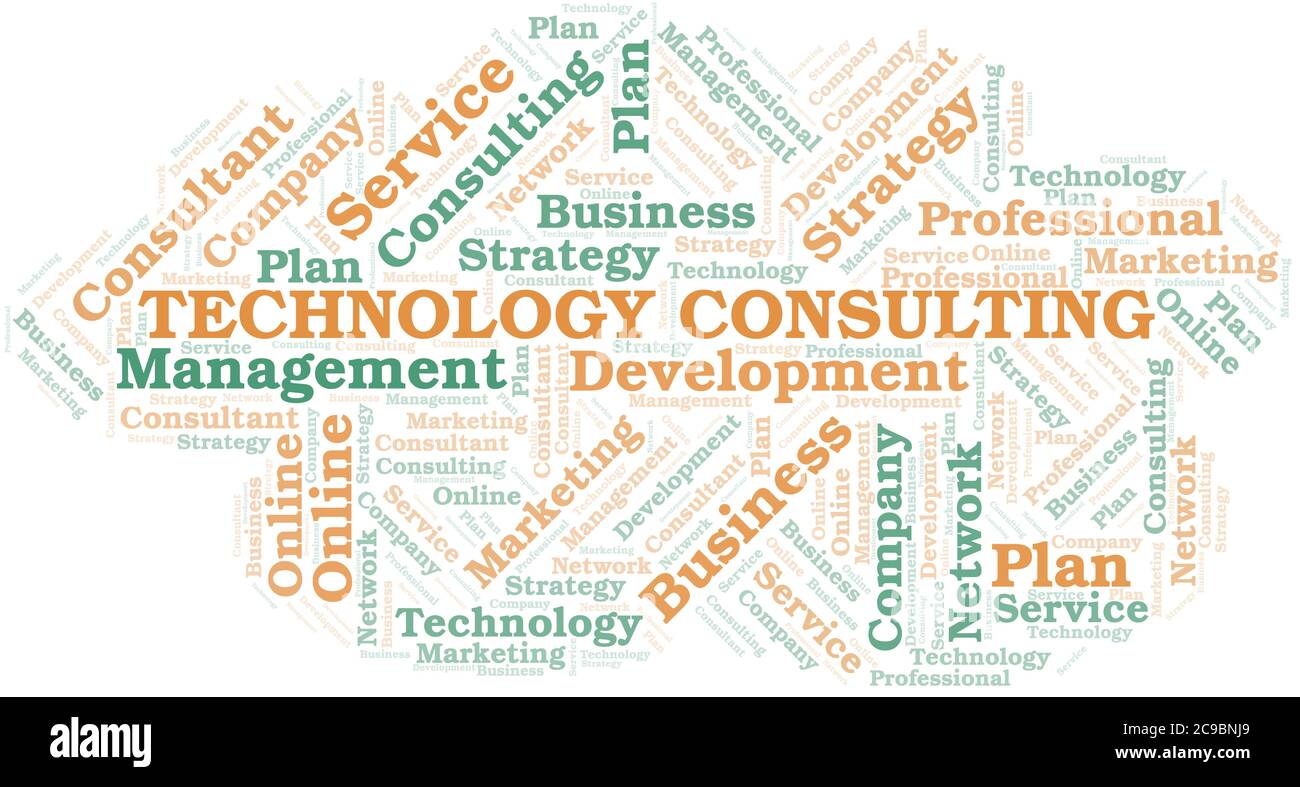 Technology Consulting typography vector word cloud. Wordcloud collage ...