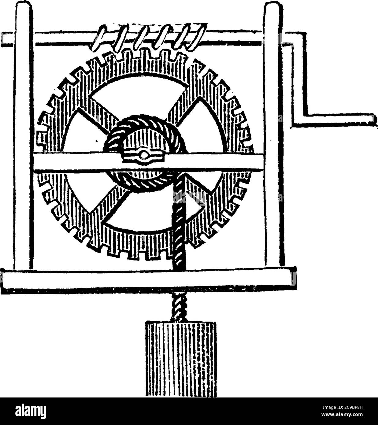 Vintage pulley lift with load Stock Vector Images - Alamy
