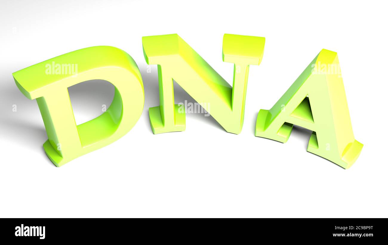 DNA green write on white background - 3D rendering illustration Stock ...