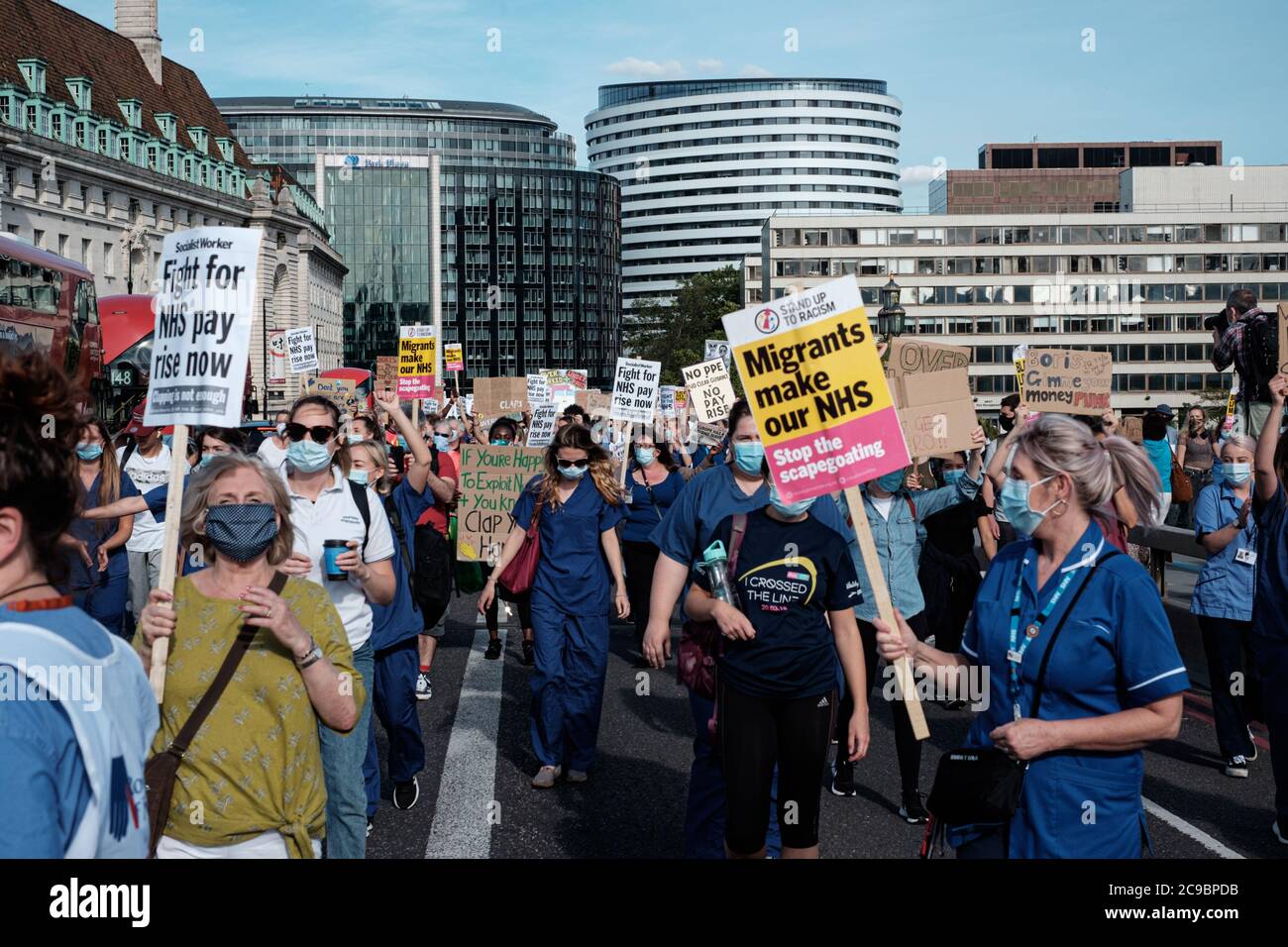 NHS workers descended to Downing Street to demand an immediate pay rise ...