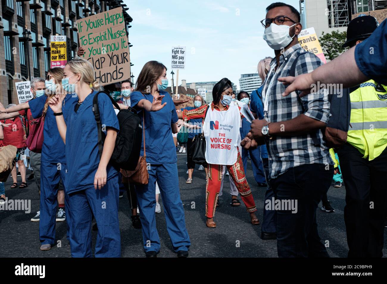 NHS workers descended to Downing Street to demand an immediate pay rise ...