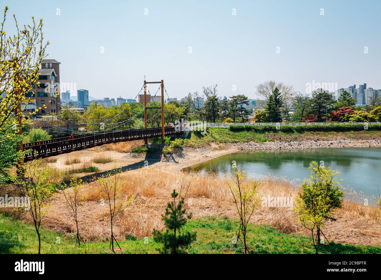 Cheonho lake park and wooden bridge in Cheonan, Korea Stock Photo - Alamy