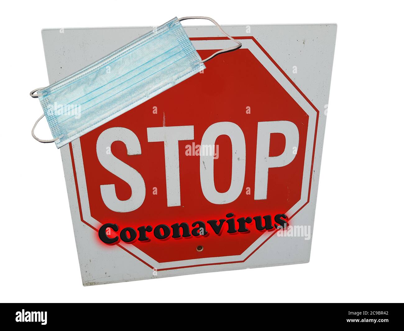Coronavirus disease 2019-nCoV. Respirator mask with the word ...