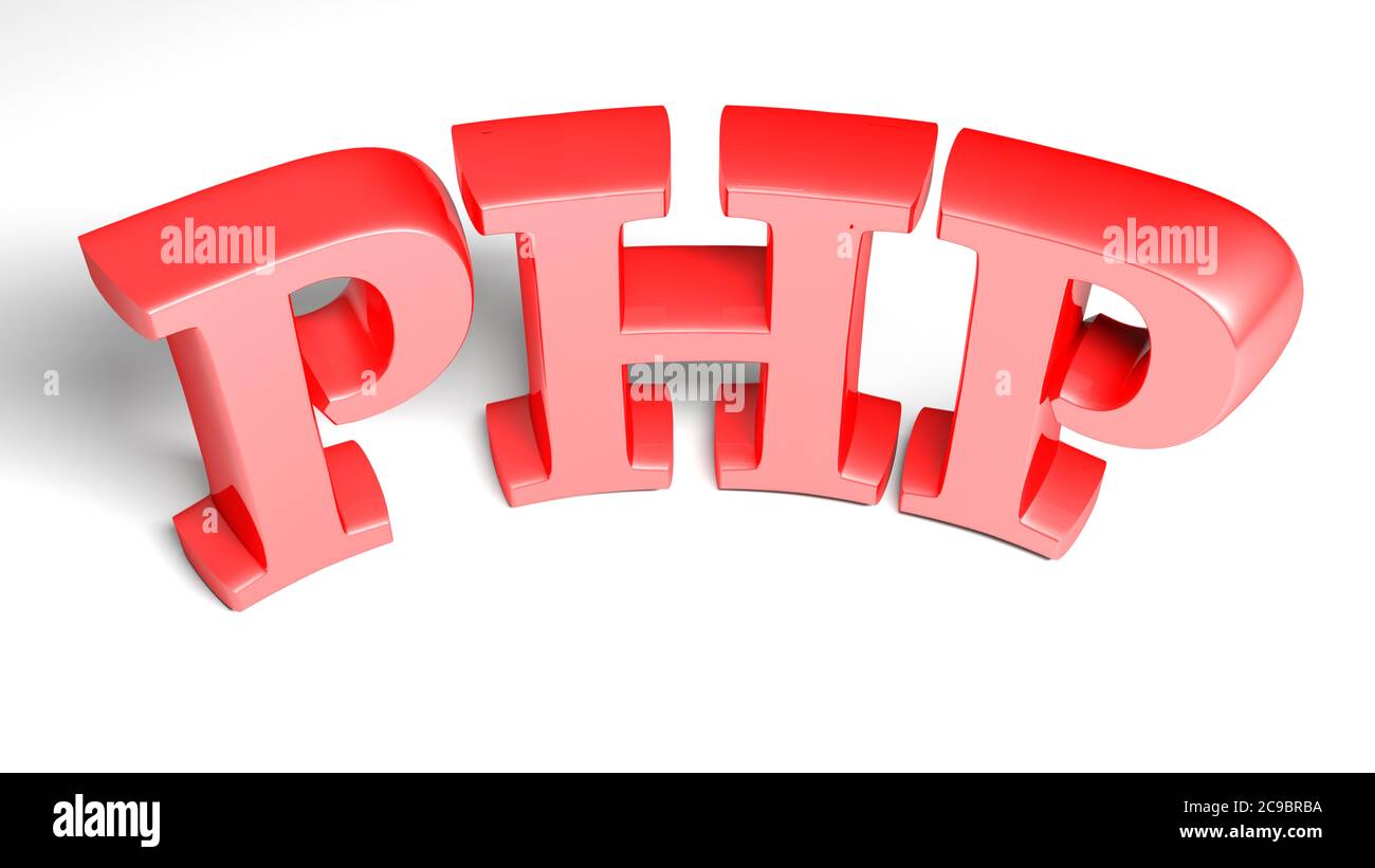 PHP red bent write isolated on white background - 3D rendering ...