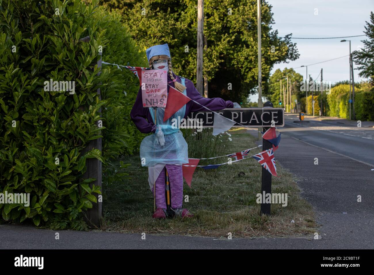 Homemade mannequins depicting 'Key Workers' placed along the road side ...