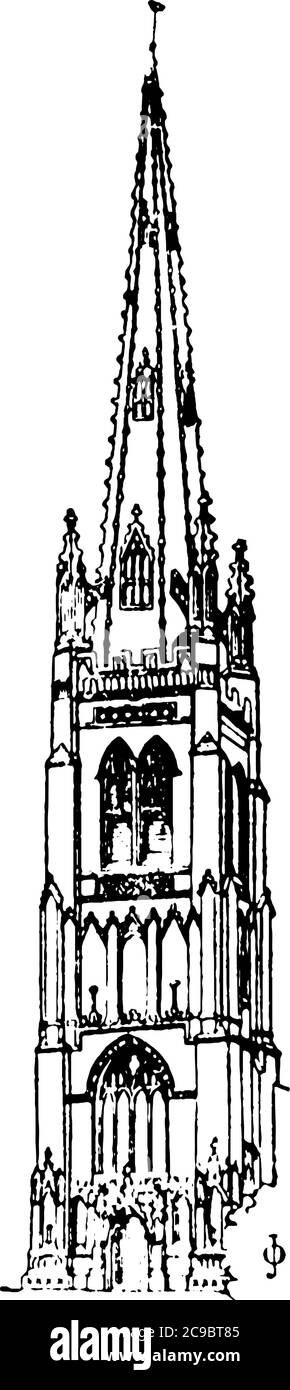 The image shows spire is a steeple that diminishes as it ascends, shows ...