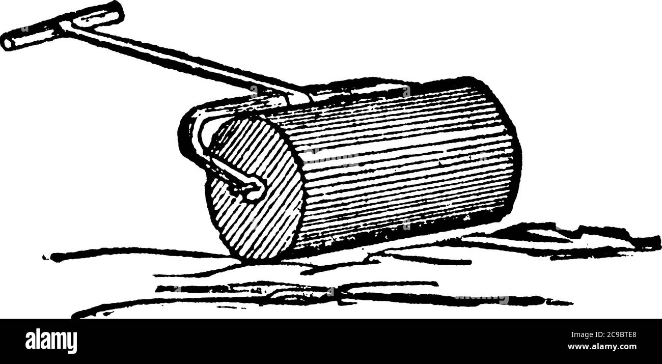 A roller used in art, vintage line drawing or engraving illustration ...