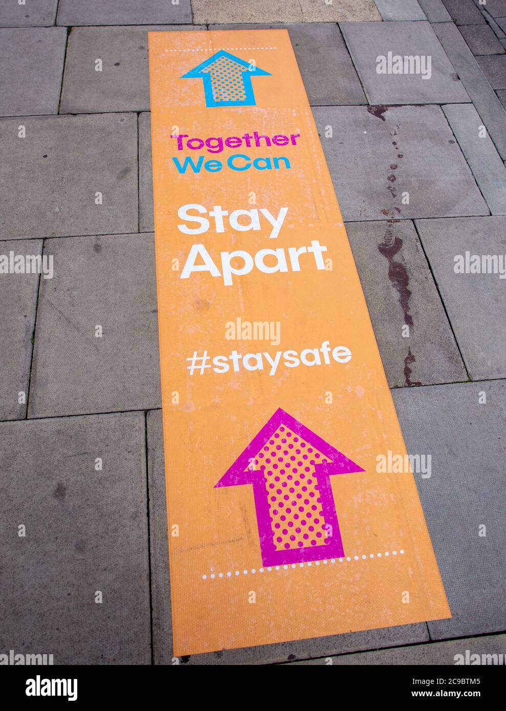 Together we can Stay Apart and stay safe, pavement banner sign Ipswich ...