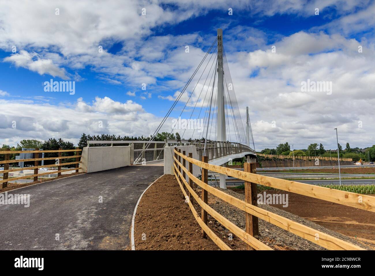 Highways Agency built Cable Stayed steel footbridge cycle and footway ...