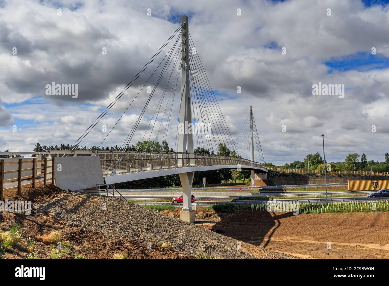 Highways Agency built Cable Stayed steel footbridge cycle and footway ...