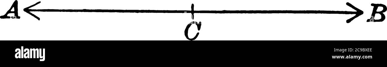 Line AB with Arrowheads on both end and midpoint C, vintage line ...