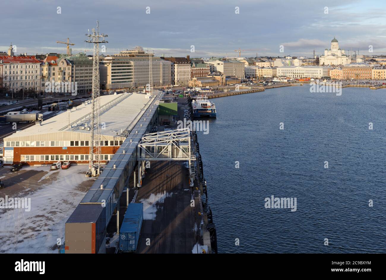 Cityscape of Helsinki, Finland viewed from the ship at Olympia terminal ...