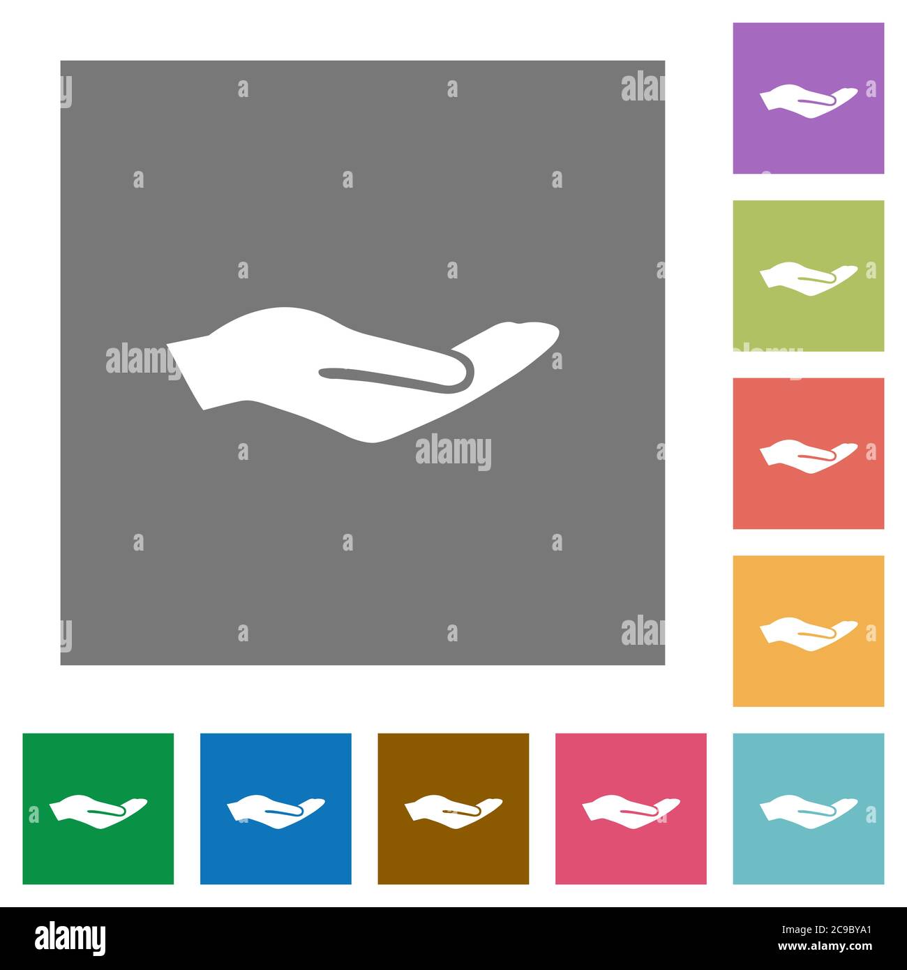 Human hand flat icons on simple color square backgrounds Stock Vector ...