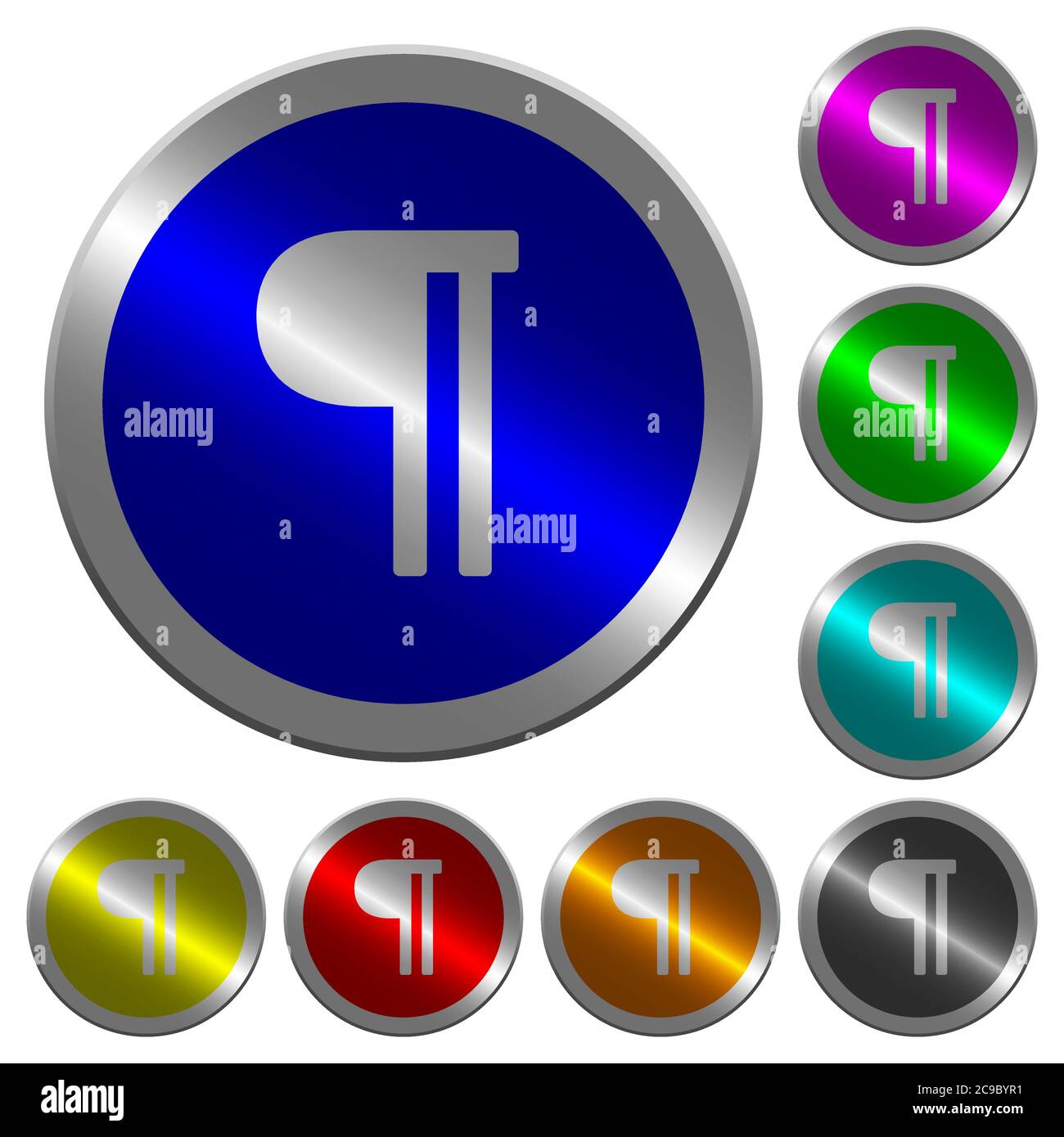 Text paragraph icons on round luminous coin-like color steel buttons Stock Vector Image & Art ...