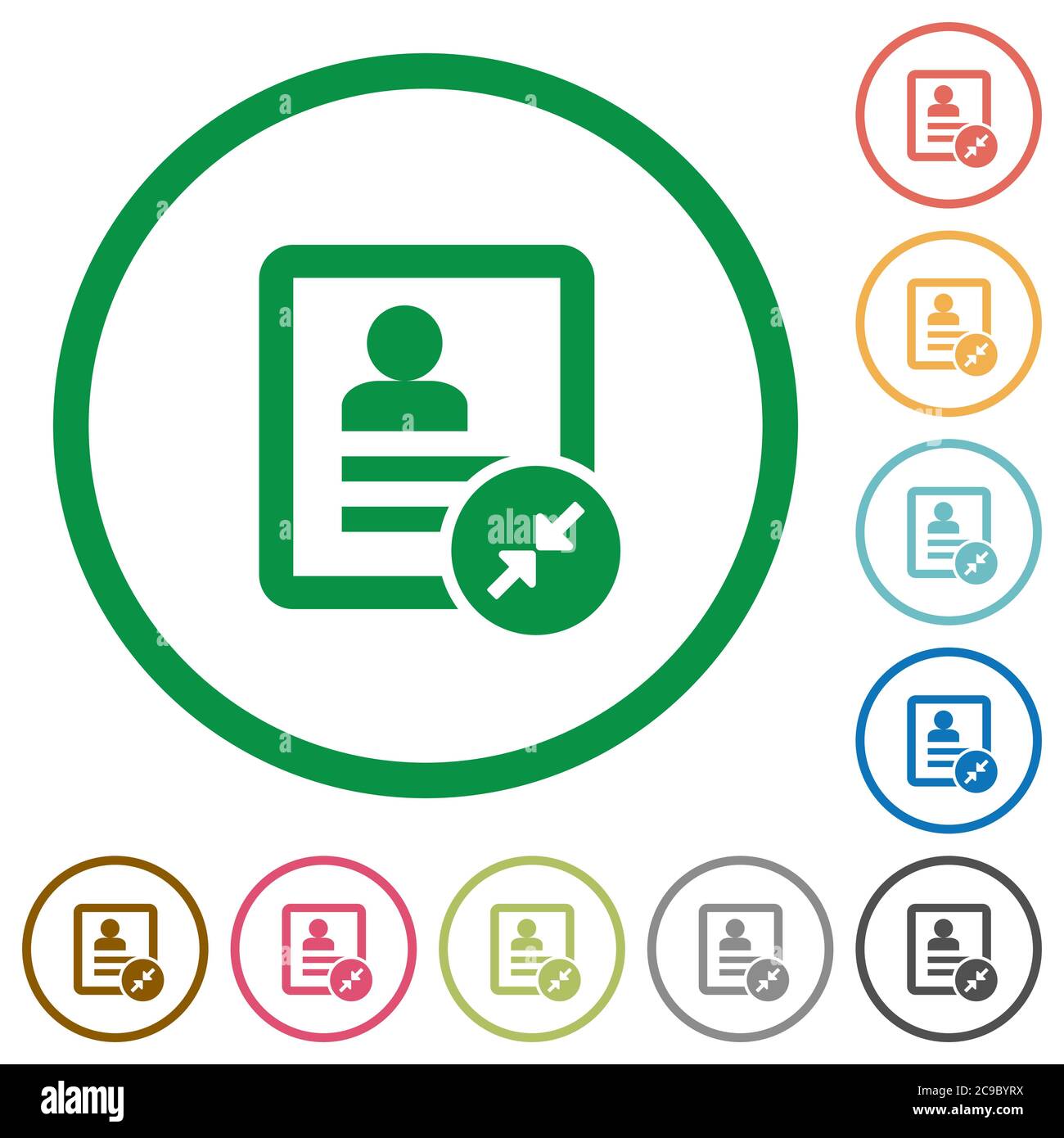 Reduce contact flat color icons in round outlines on white background ...