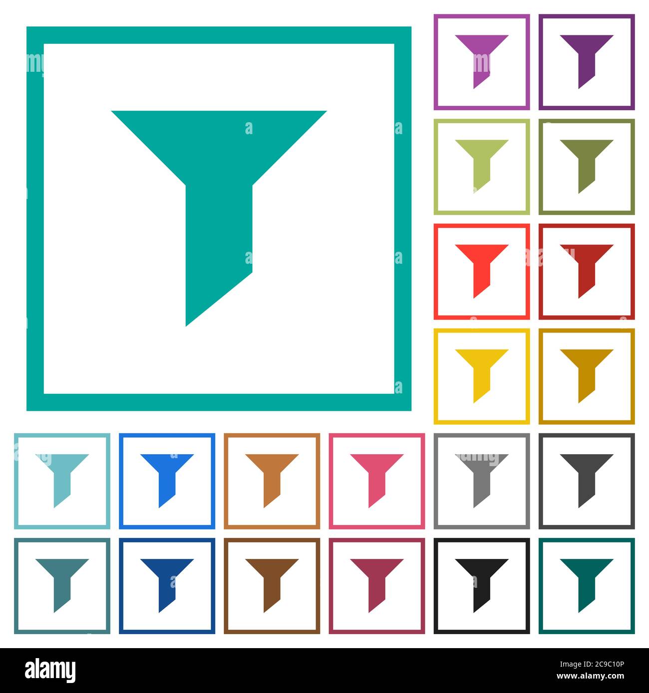 Filter flat color icons with quadrant frames on white background Stock ...