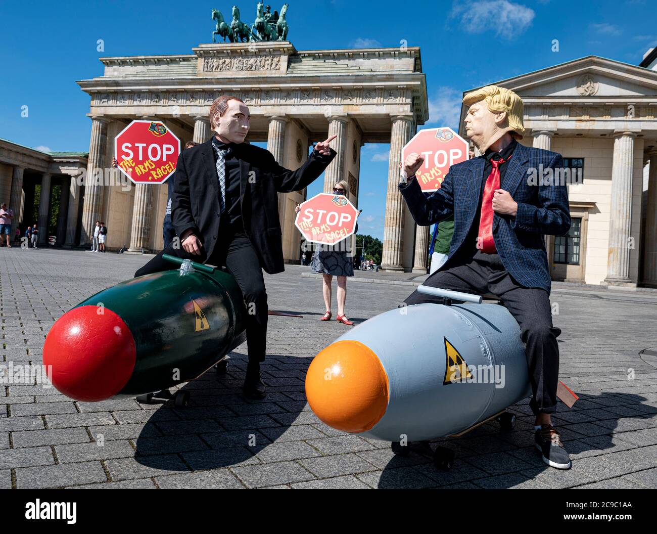 Berlin, Germany. 30th July, 2020. Two activists disguised as US ...