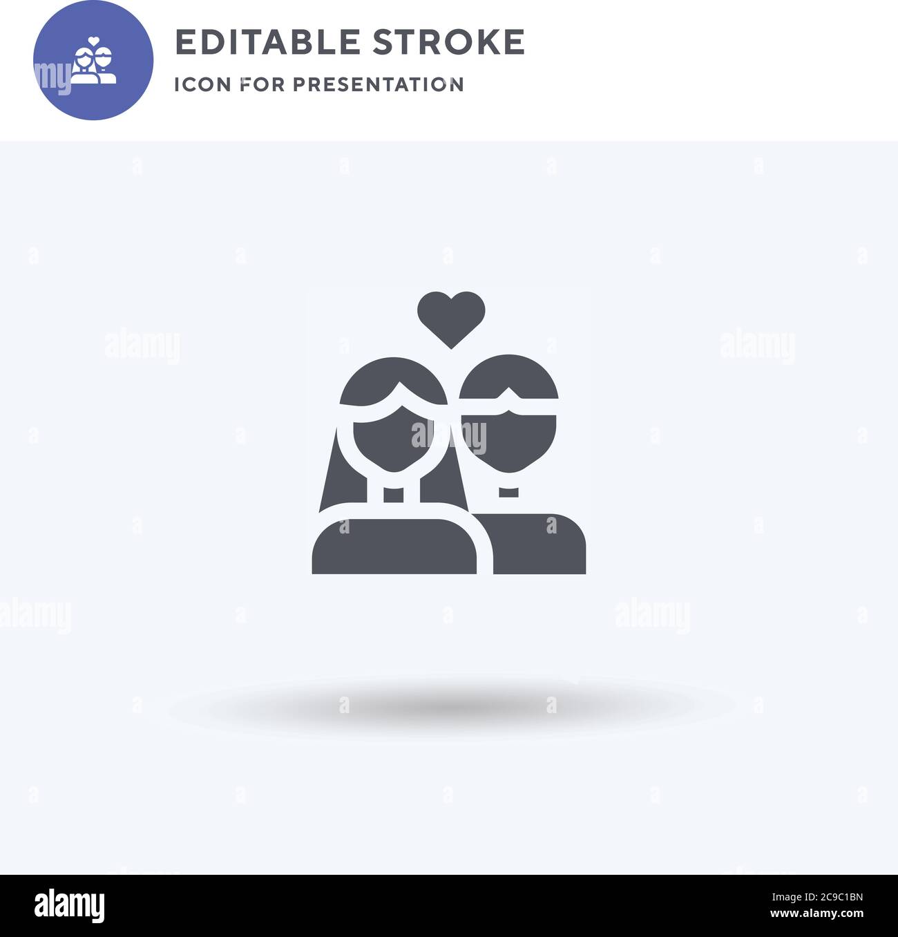 Couple icon vector, filled flat sign, solid pictogram isolated on white ...