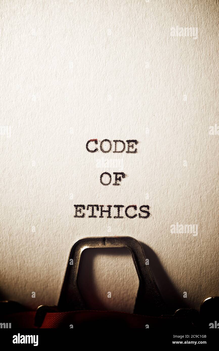 Code of ethics text written with a typewriter Stock Photo - Alamy