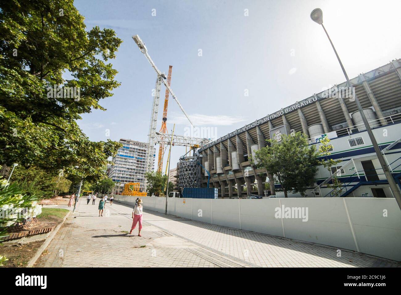 A view of the stadium during its renovation. The new Bernabeu Stadium ...