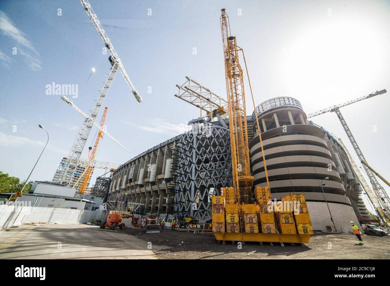 A view of the stadium during its renovation. The new Bernabeu Stadium ...